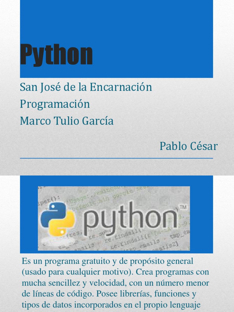 Presentación de Python | PDF | Python (lenguaje de programación ...