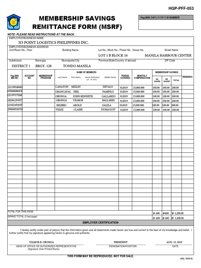 PAgibig | PDF | Remittance | Employment