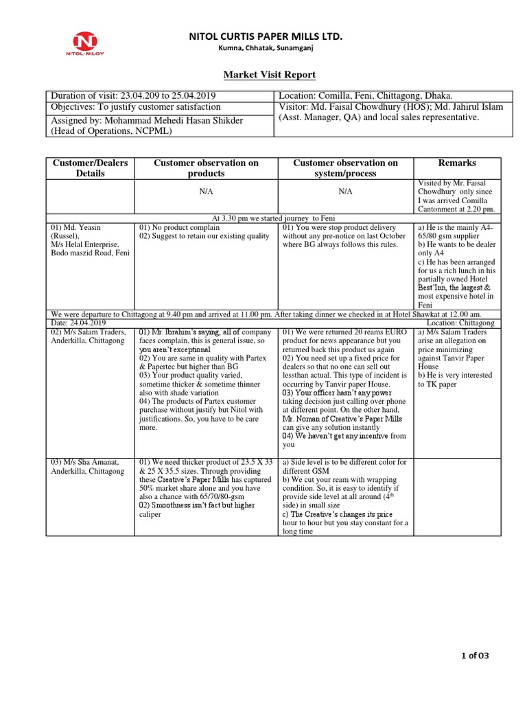 Market Visit Ing Report | PDF | Paper | Economies
