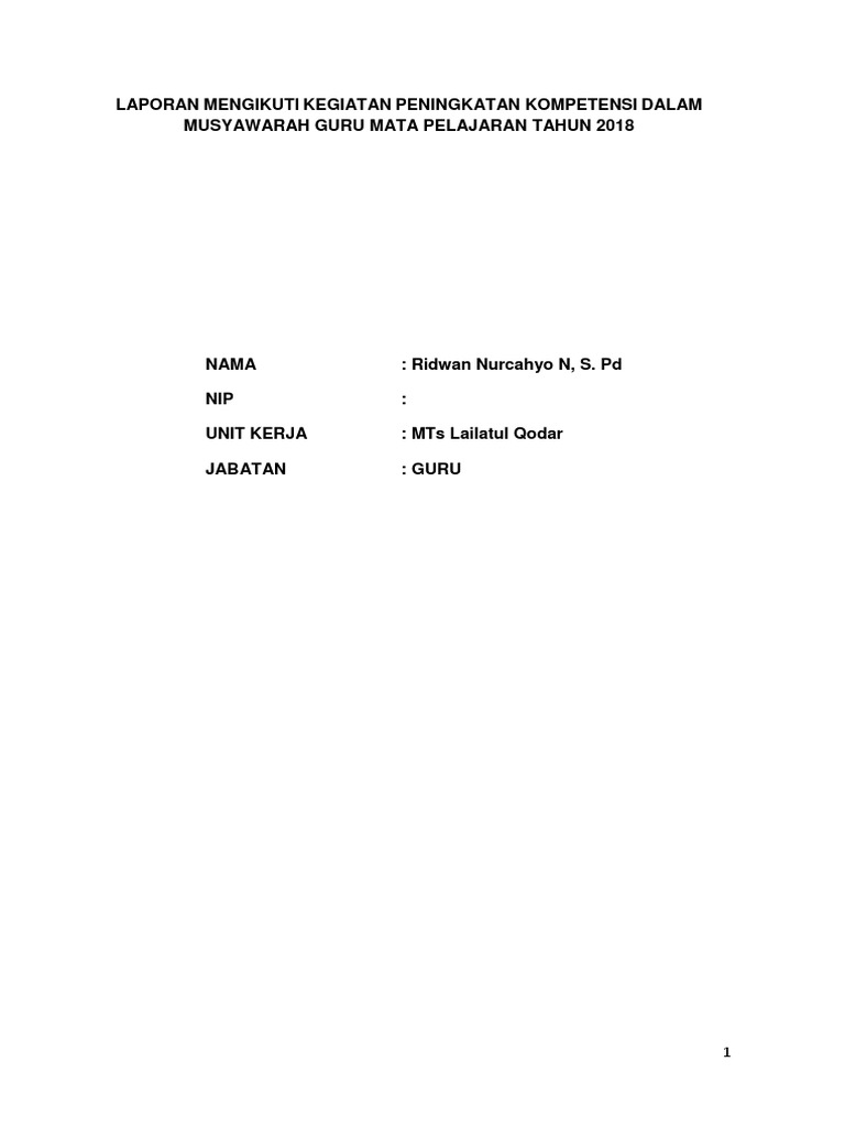 Laporan PKB KKG | PDF