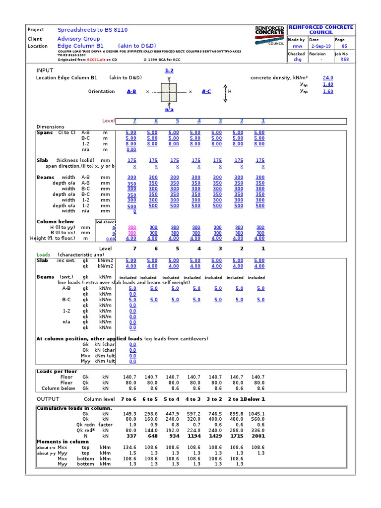 Column Load Take Down & Design For Symmetrically Reinforced Rect ...