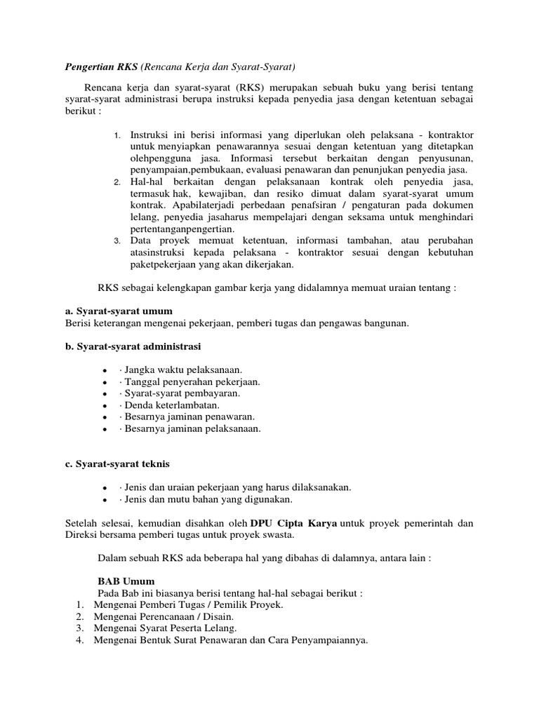 Pengertian RKS | PDF | Pengelolaan Keuangan & Uang