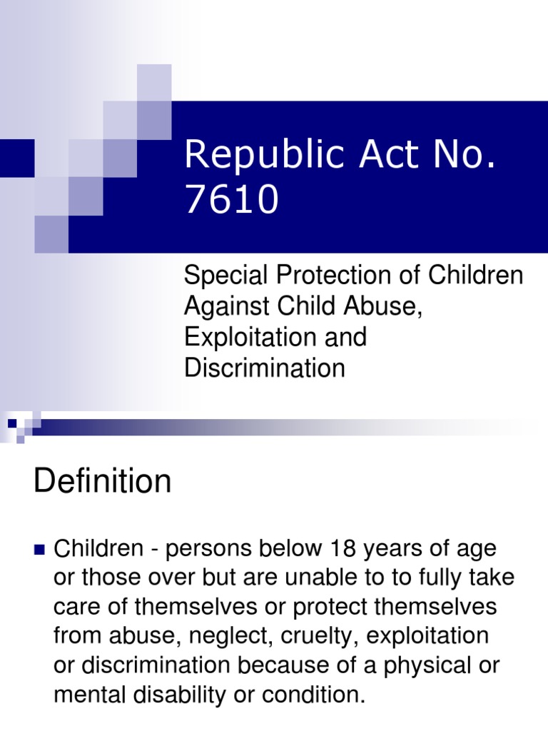 Child Protection Law Overview RA 7610 | PDF | Child Abuse | Obscenity