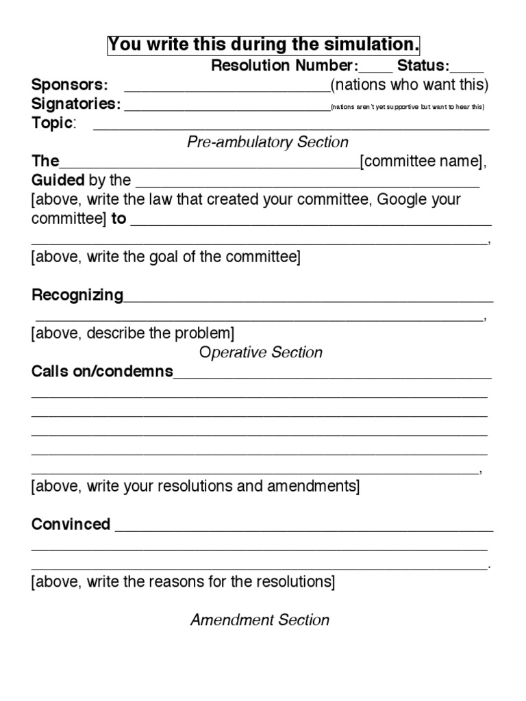 Model UN Resolution Handout | PDF | Career & Growth