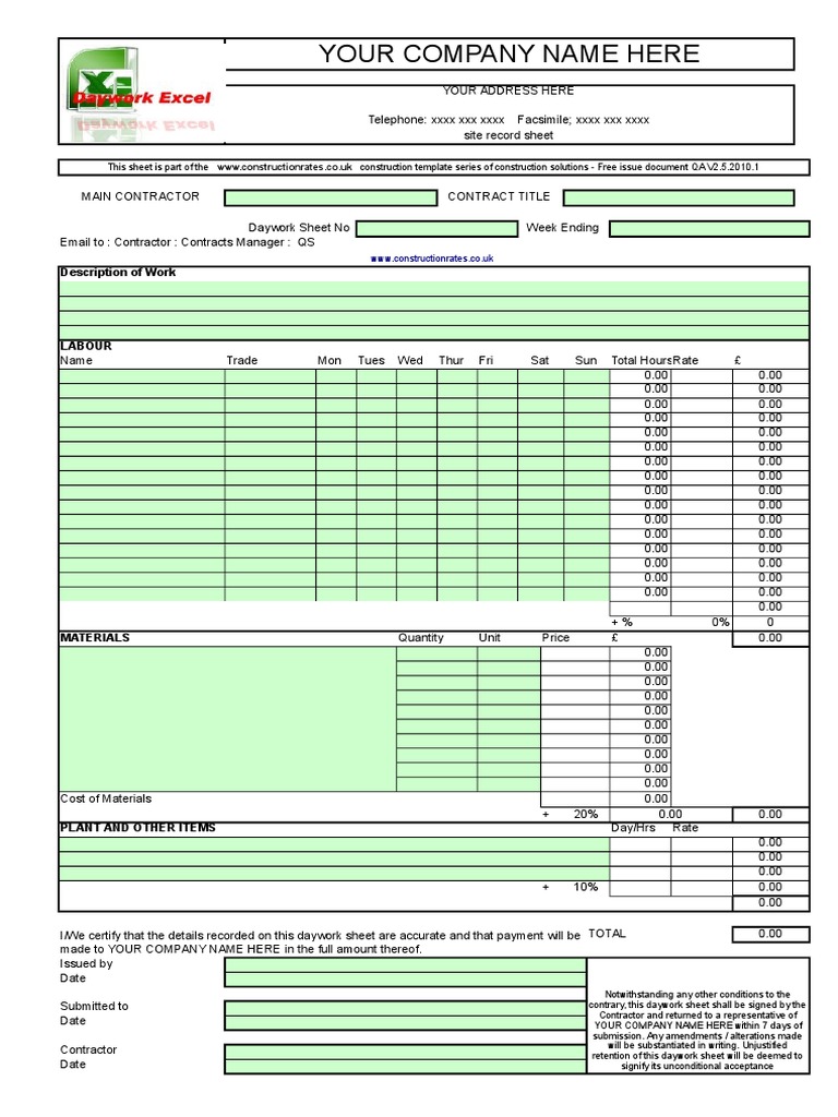 Daywork Sheet | PDF | Government | Economies