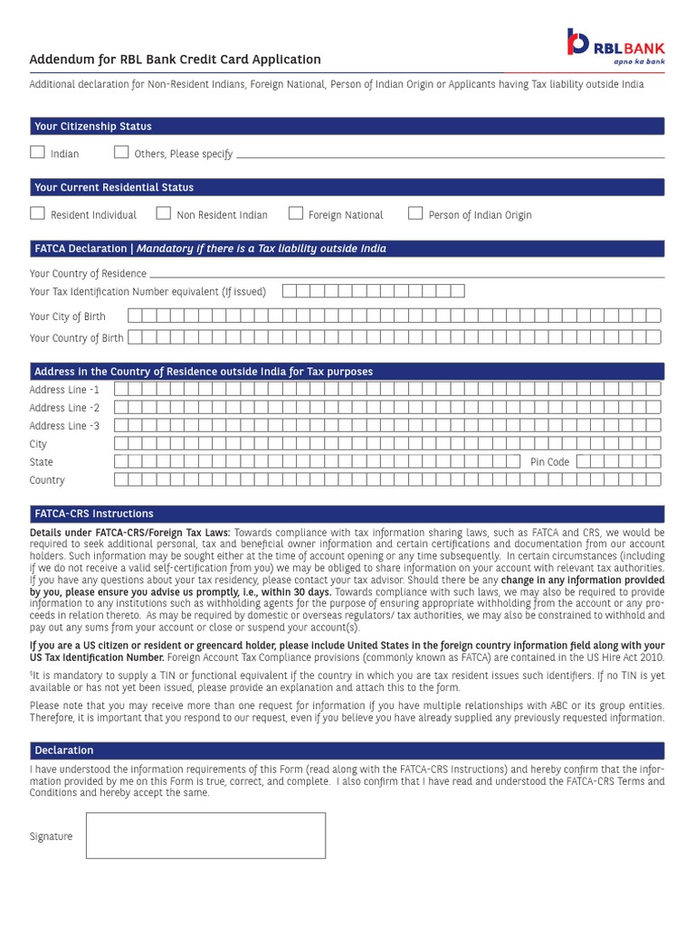 Fatca Form | Download Free PDF | Identity Document | Taxes
