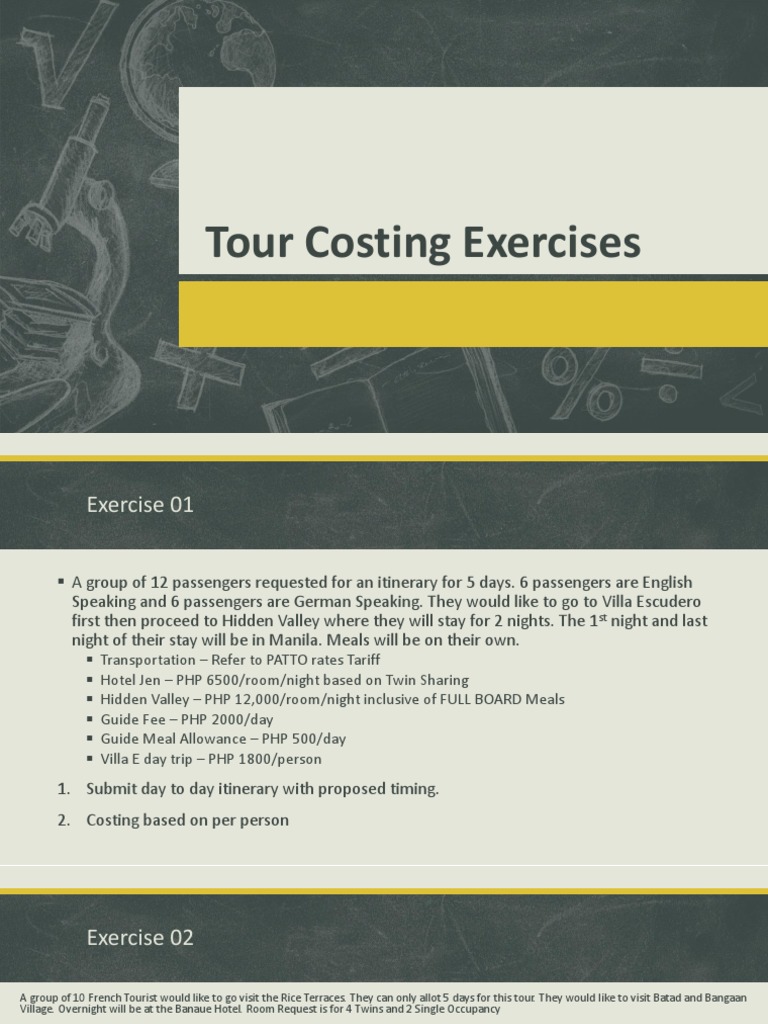 Tour Costing and PATTO Rates Overview | PDF | Meal | Food And Drink