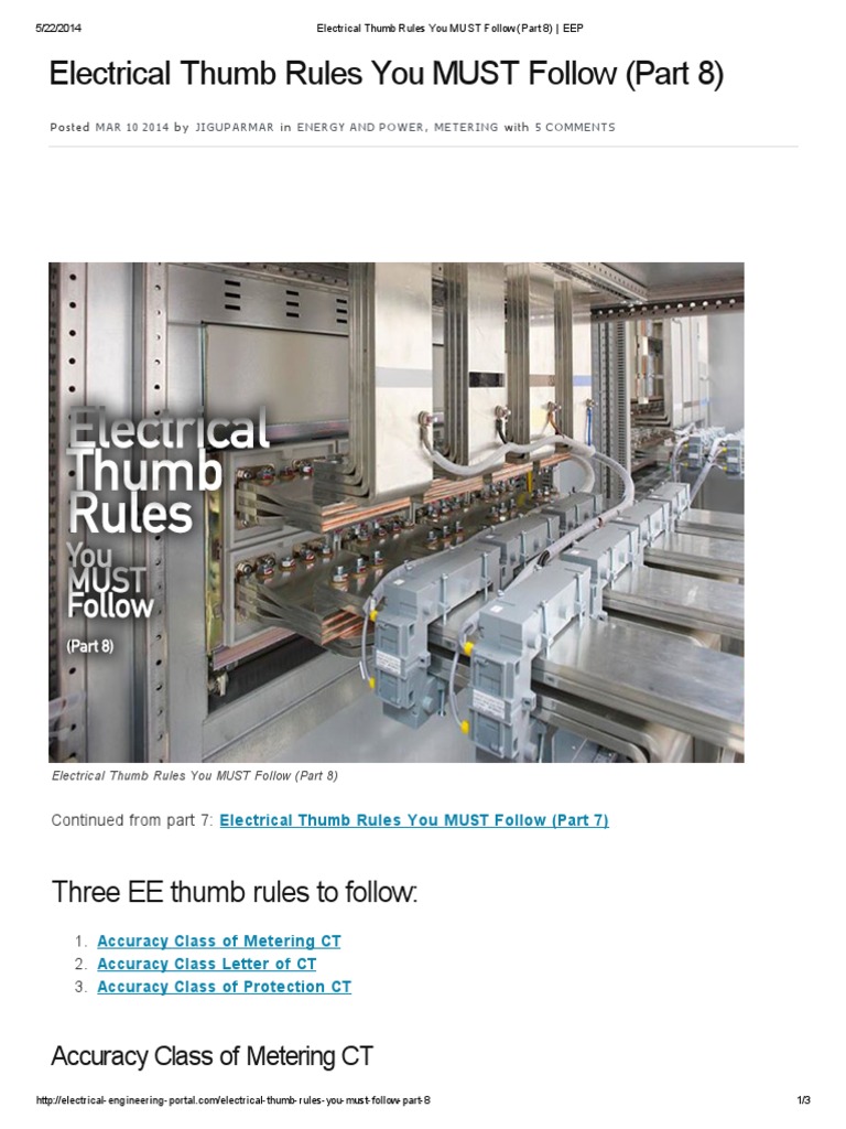 Electrical Thumb Rule | PDF | Relay | Accuracy And Precision