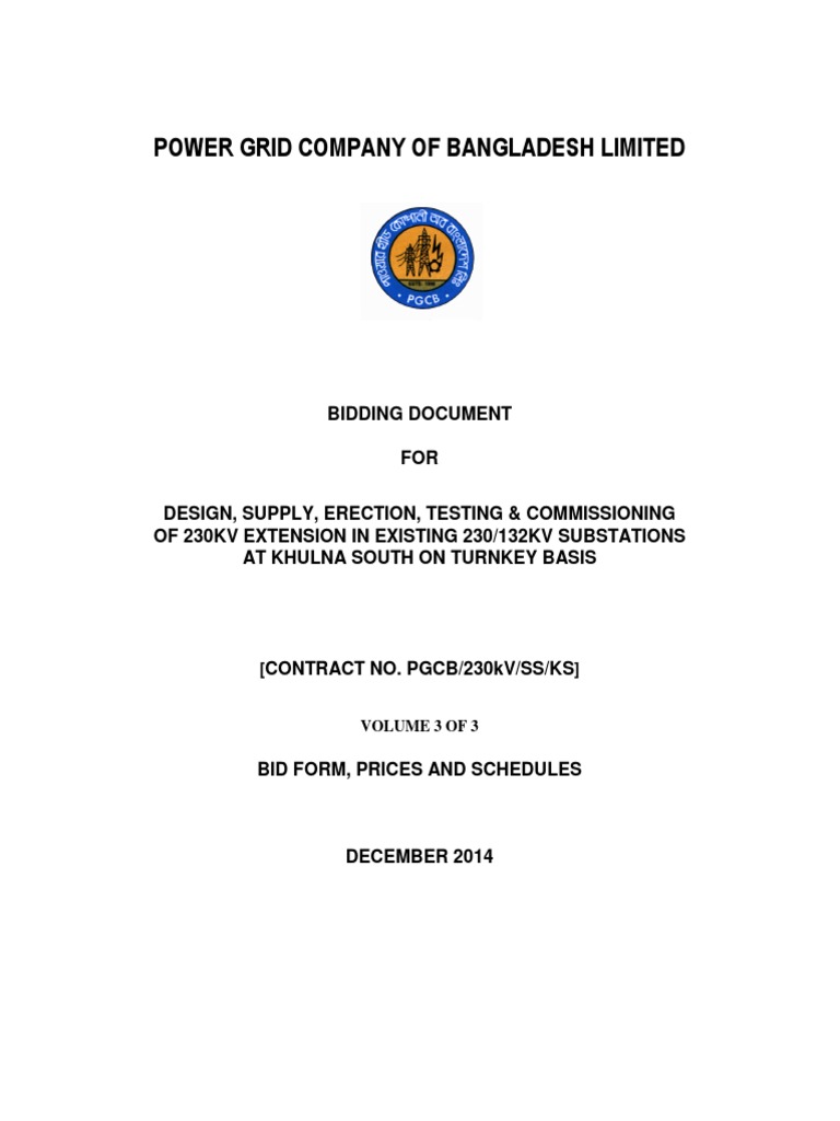 230kV Substation Extension Bid Document | PDF | Electrical Substation ...