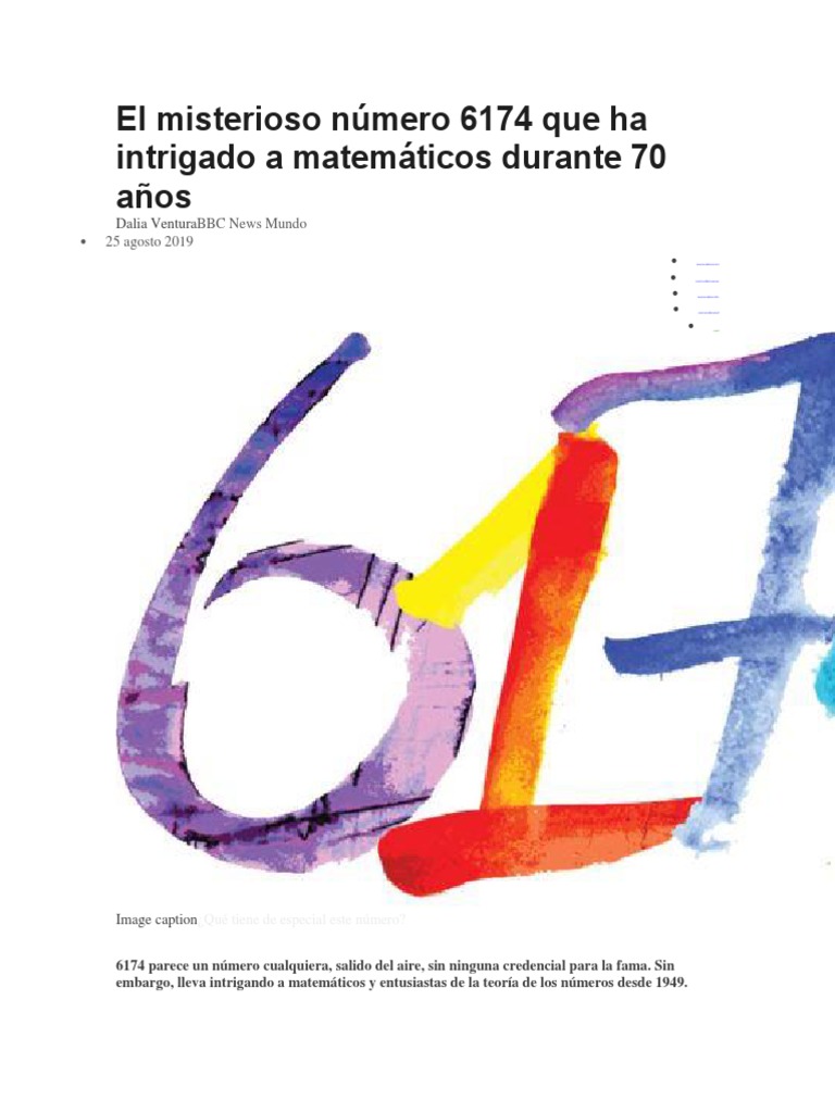 El Misterioso Número 6174 Que Ha Intrigado A Matemáticos Durante 70 ...