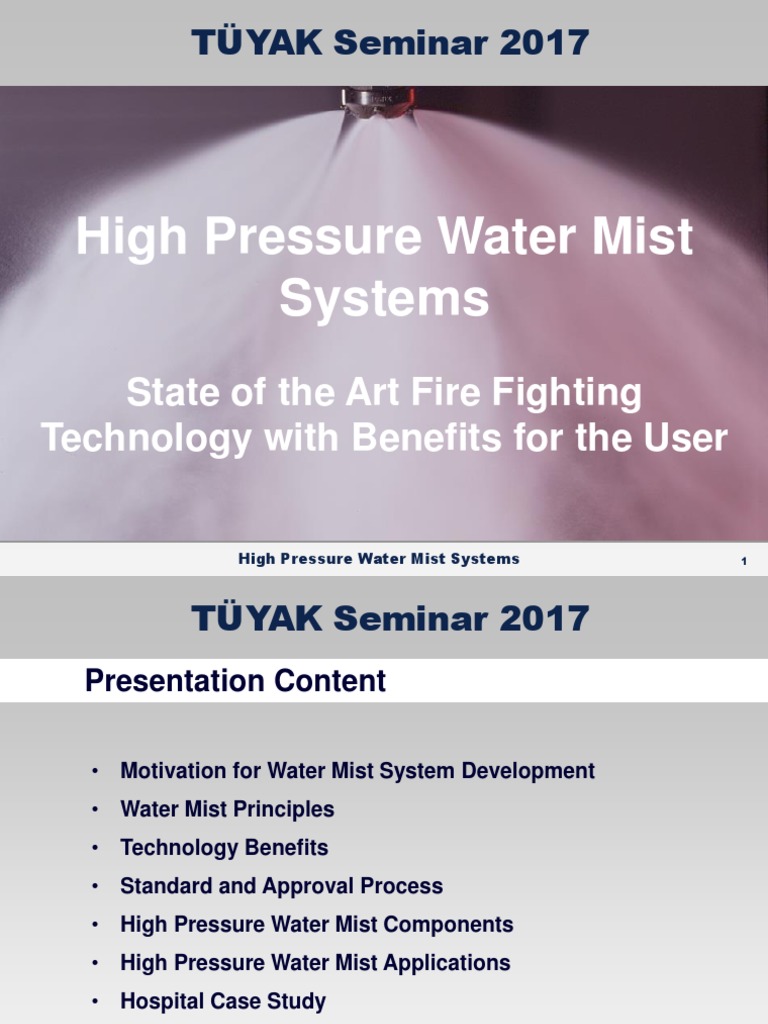 Water Mist Presentation | PDF | Fire Sprinkler System | Firefighting