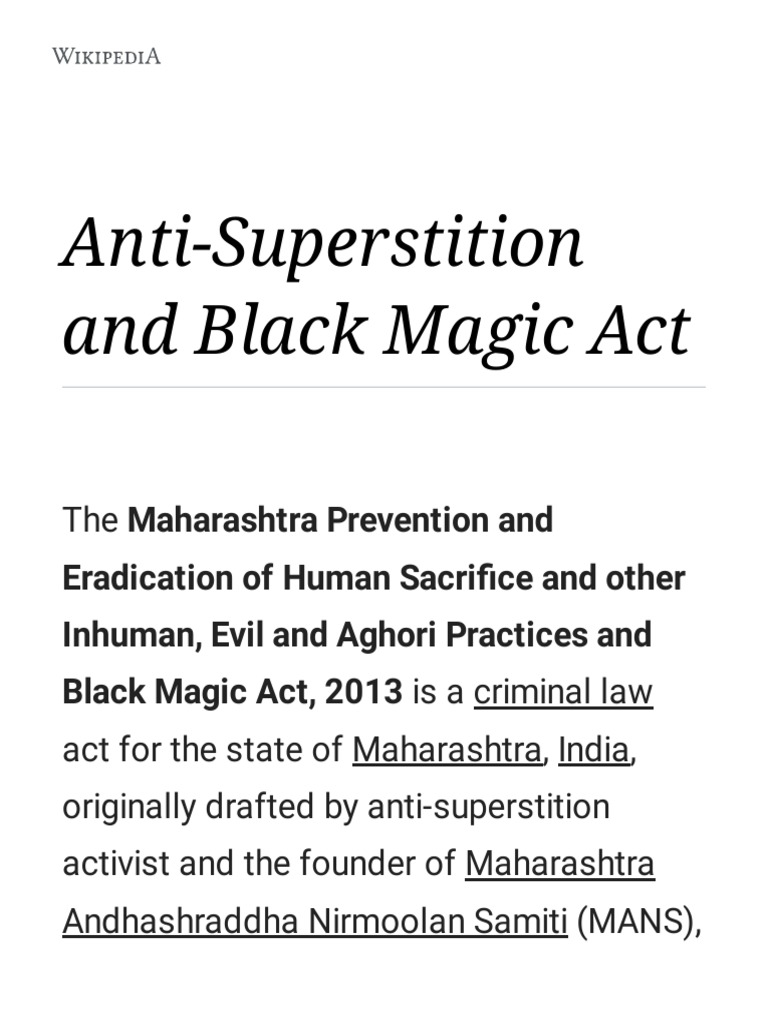 Anti-Superstition and Black Magic Act - Wikipedia PDF | PDF | Justice ...