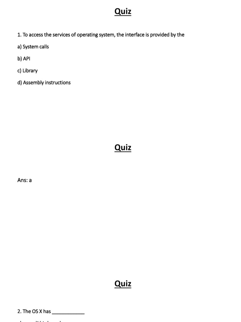 Osc MCQ Quiz | PDF | Kernel (Operating System) | Operating System