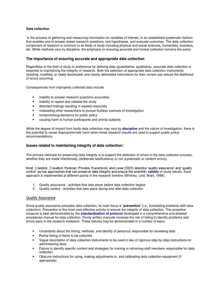 The Importance of Ensuring Accurate and Appropriate Data Collection ...