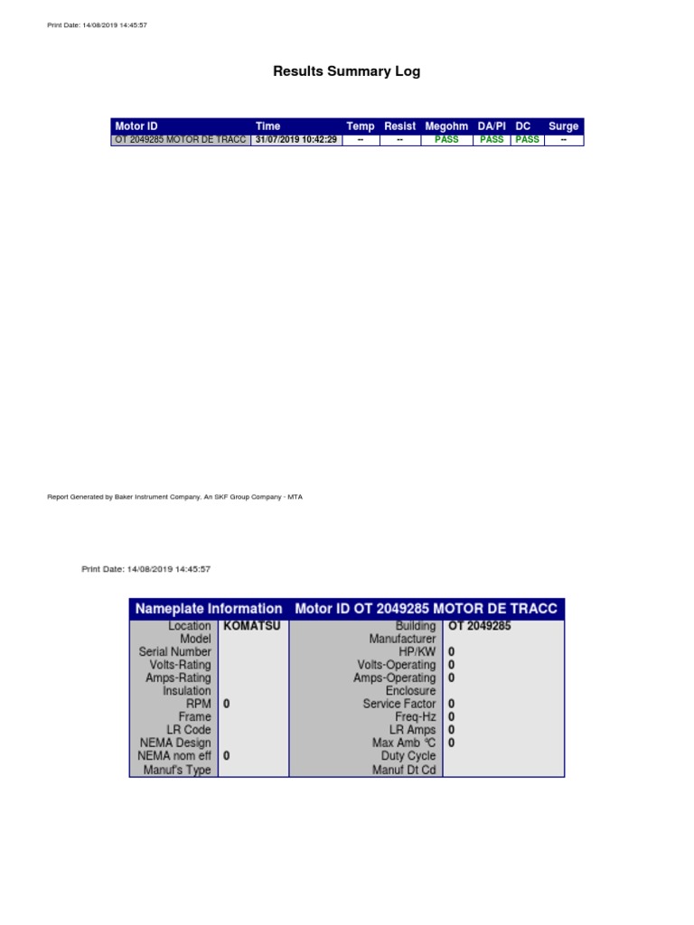 Motor test results summary | PDF | Electrical Equipment | Physical ...