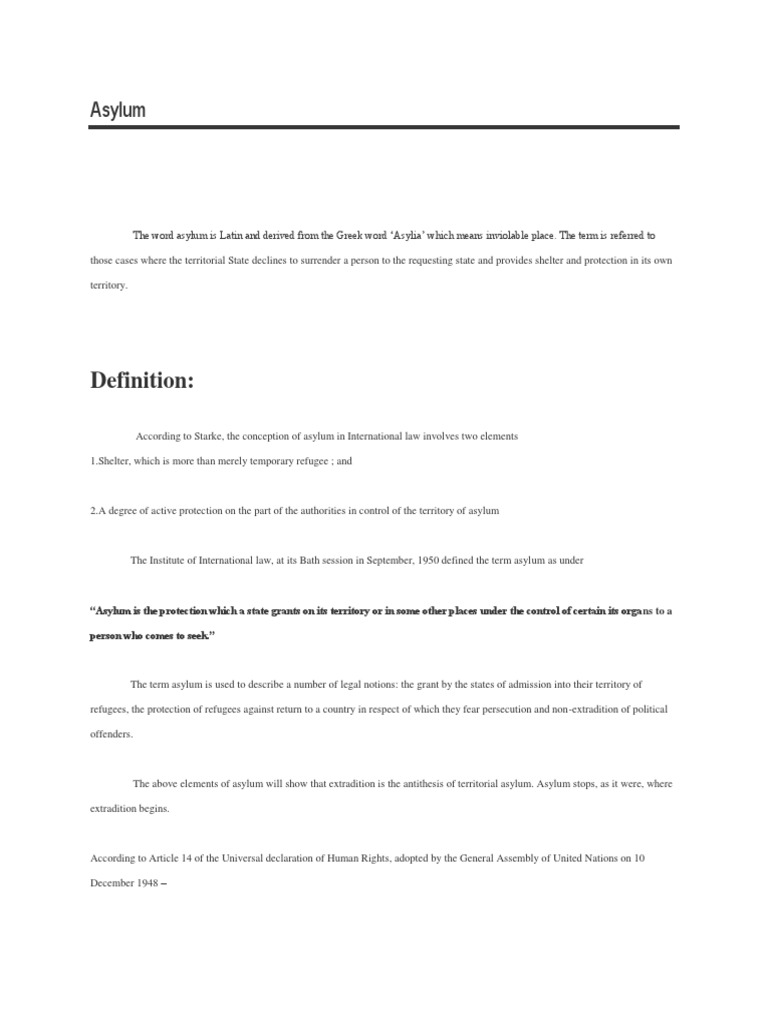 An In-Depth Examination of the Legal Concept of Asylum: Definitions ...