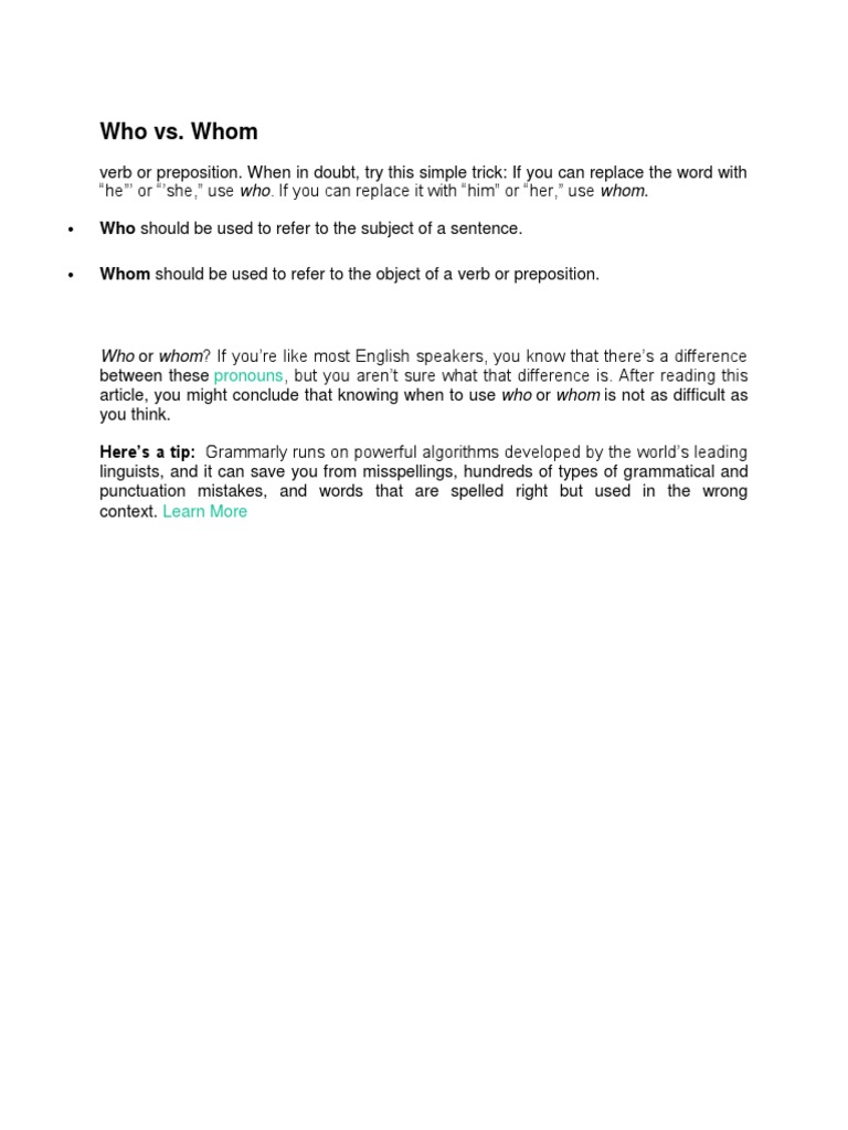 Who Vs Whom PDF | PDF