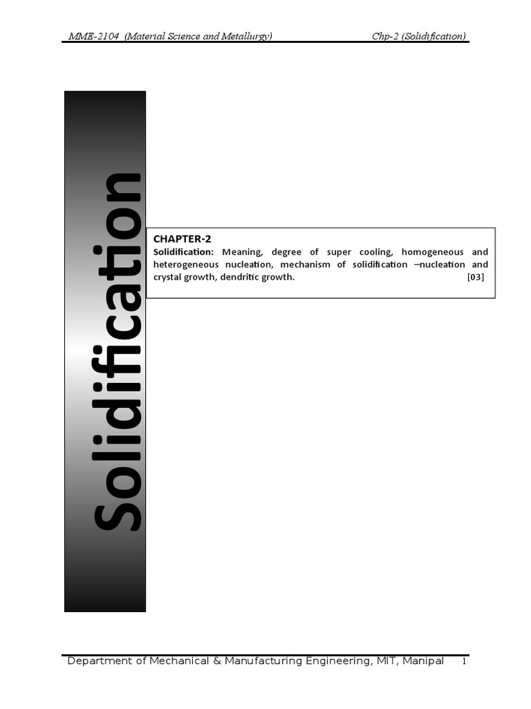 MSM-2 Solidification (Notes) | PDF | Freezing | Melting