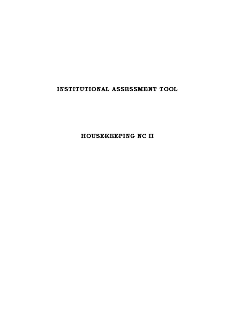 Institutional Assessment Tool | Download Free PDF | Housekeeping | Bed