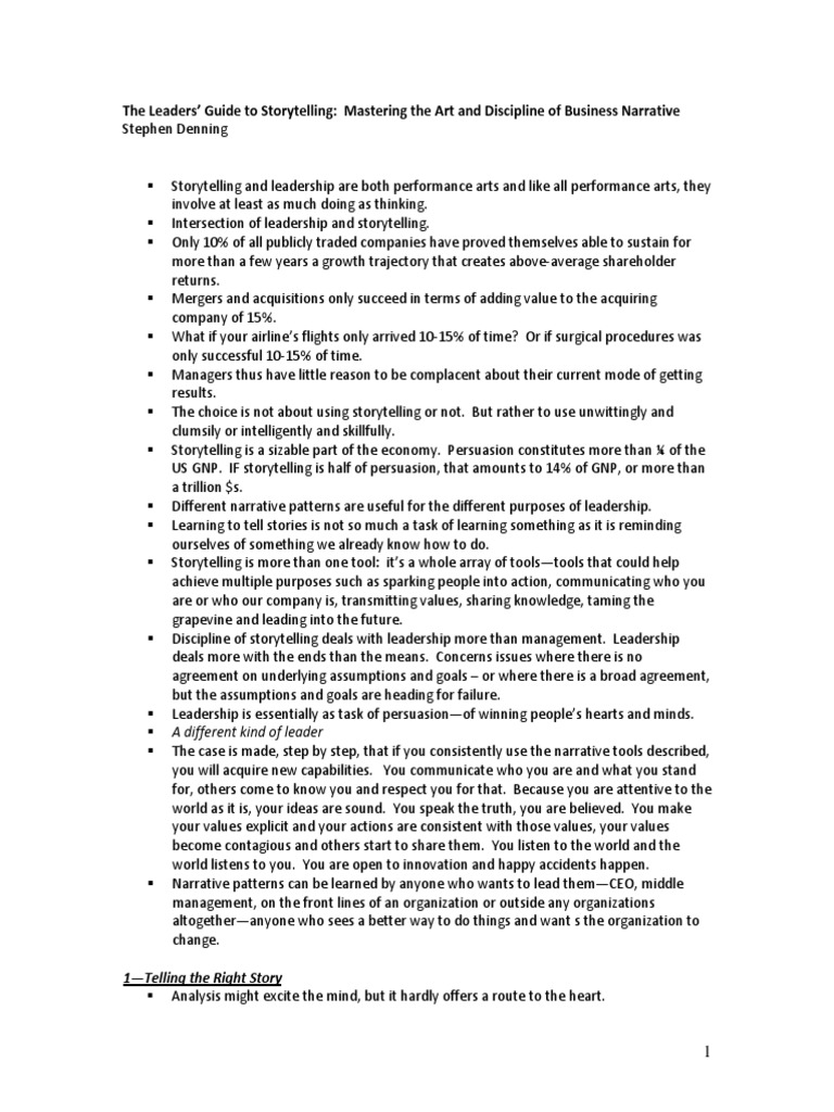 Leader's Guide To Storytelling PDF | PDF | Storytelling | Leadership