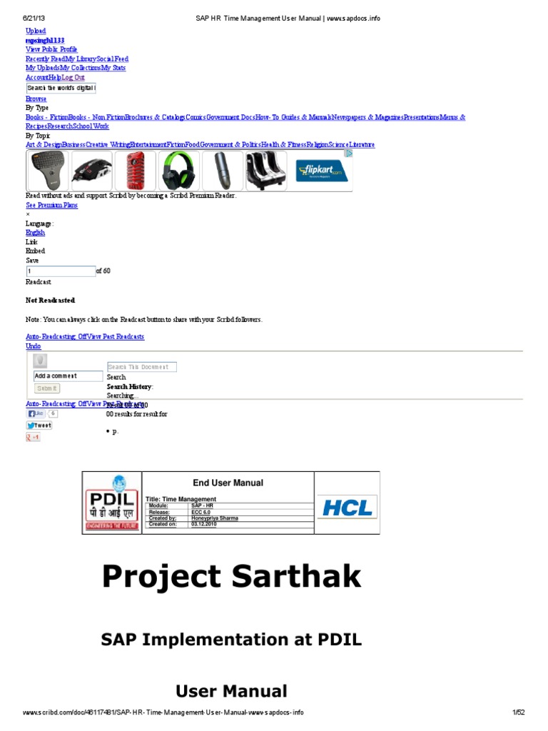 SAP HR Time Management User Manual WWW Sapdocs PDF | PDF | Scribd | App ...