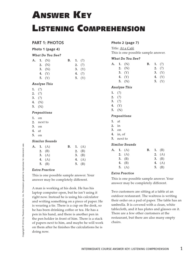 Longman TOEIC Intermediate 5th Edition Answer Key PDF | PDF