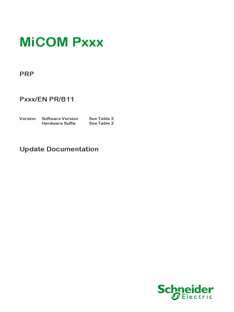 Micom PXXX: Software Version See Table 2 Hardware Suffix See Table 2 ...