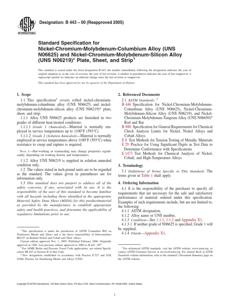 Astm B443 PDF | PDF | Rolling (Metalworking) | Strength Of Materials