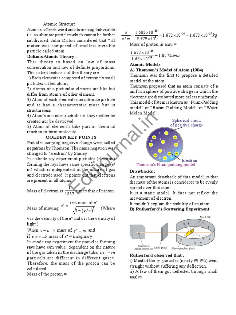 Atomic Structure | PDF | Atomic Nucleus | Atoms