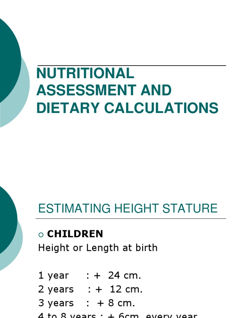 DIETARY CALCULATIONS - PPT Version 1 | PDF | Body Mass Index | Obesity