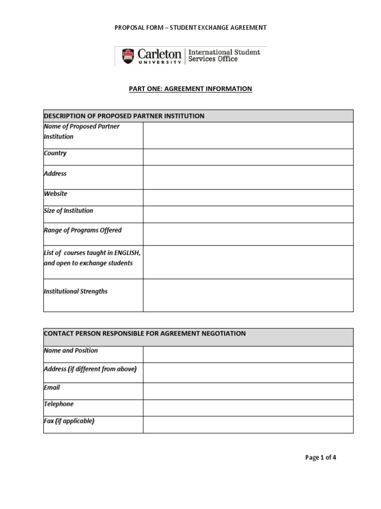 Student Exchange Agreement Proposal Form | PDF | Academia | Learning