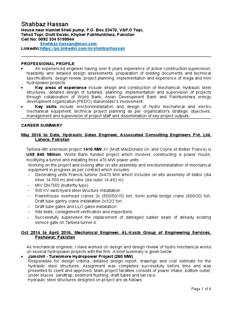 CV | PDF | Hydroelectricity | Hydropower