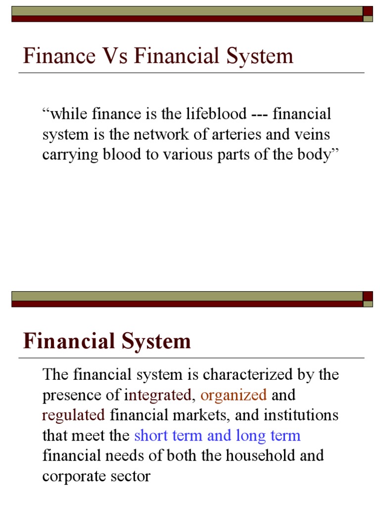 Finance Vs Financial System | PDF | Financial Markets | Securities ...