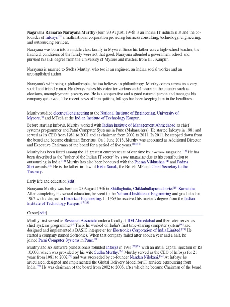 Nagavara Ramarao Narayana Murthy | PDF | Business