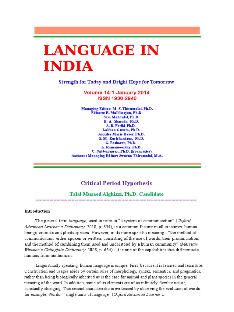 Critical Period Hypothesis | PDF | Second Language | Language Acquisition