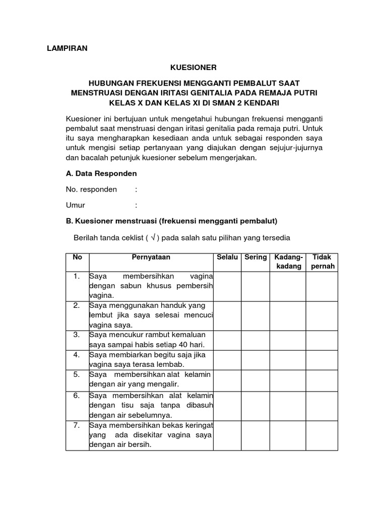 Kuesioner Proposal | PDF
