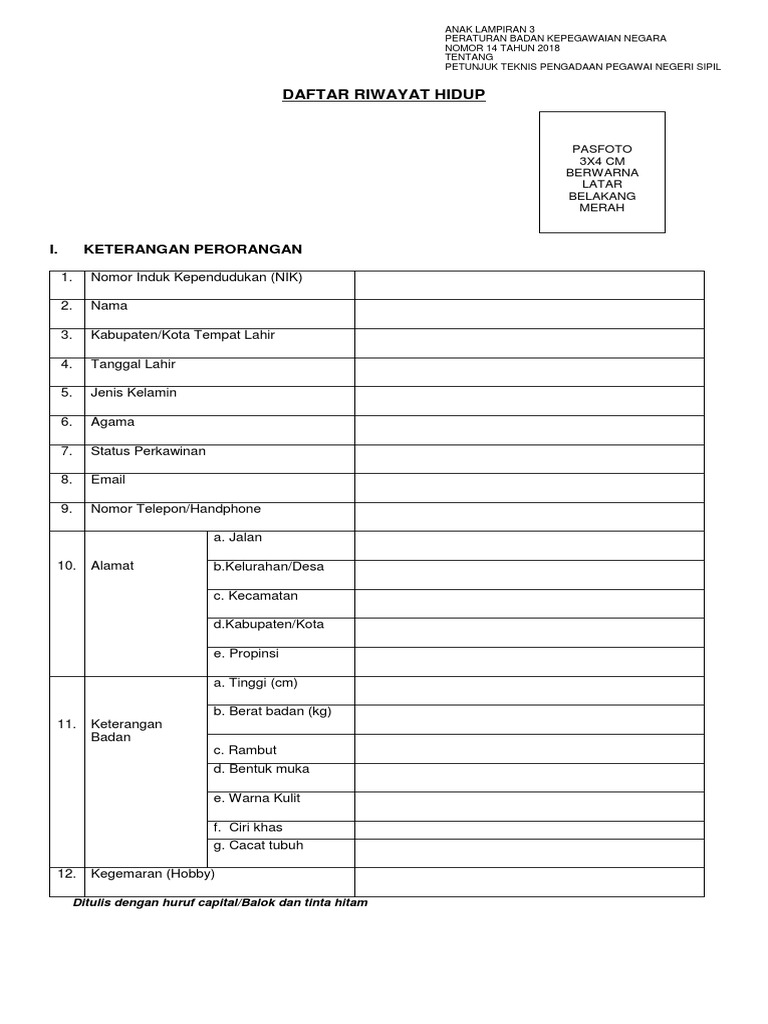 DRH Perka BKN No 14 THN 2018 | PDF