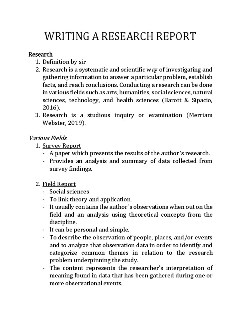 Writing A Research Report: Various Fields | PDF | Data Analysis | Science