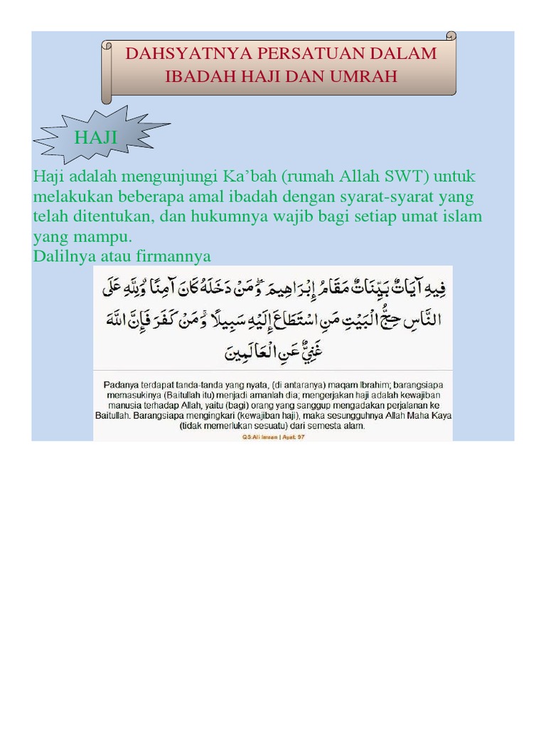 Dahsyatnya Persatuan Dalam Ibadah Haji Dan Umrah | PDF