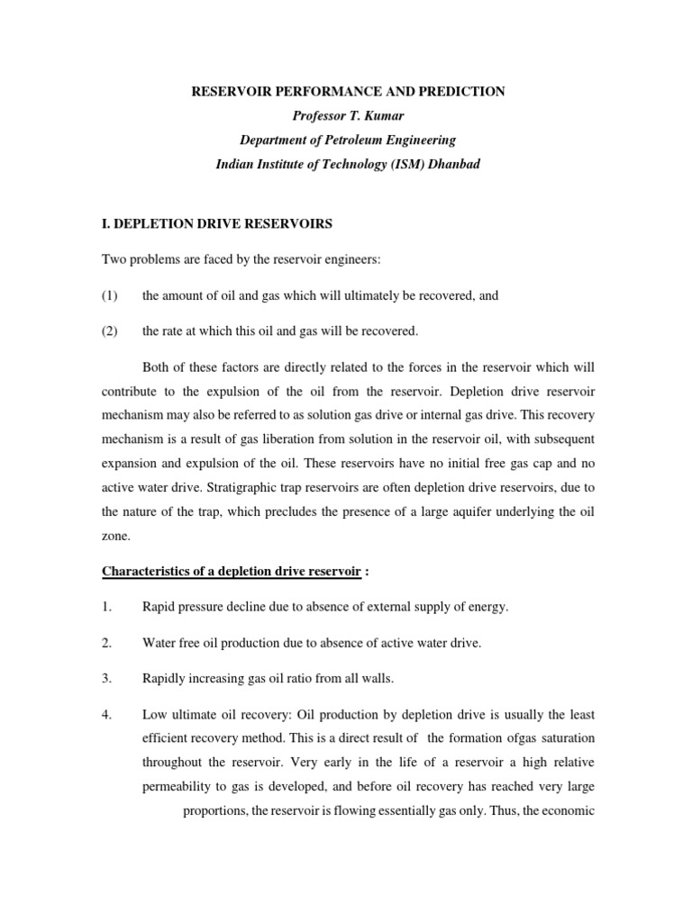 Depletion Drive Reservoir Performance | PDF | Petroleum Reservoir ...