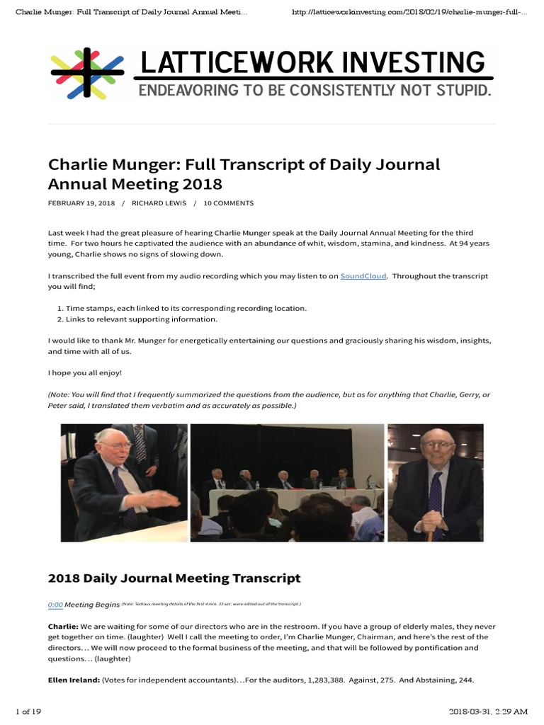 Charlie Munger - Latticework | PDF | Petroleum | Newspapers