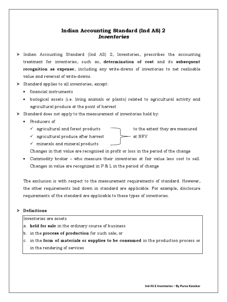 Indian Accounting Standard (Ind AS) 2: Inventories | PDF | Fair Value ...