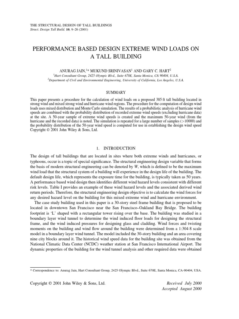 Performance Based Design Extreme Wind Loads On A Tall Building | PDF ...