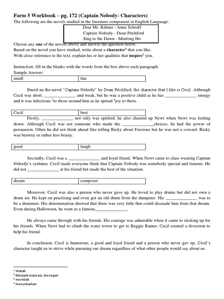 Captain Nobody Essay - Characters | PDF