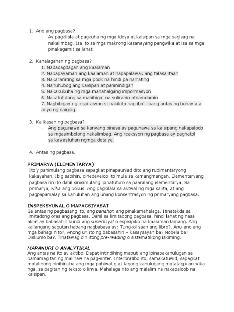 Pagbasa | PDF