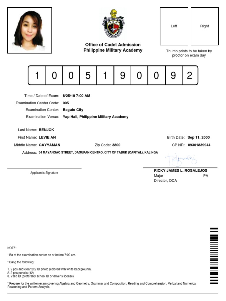 Office of Cadet Admission Philippine Military Academy | PDF