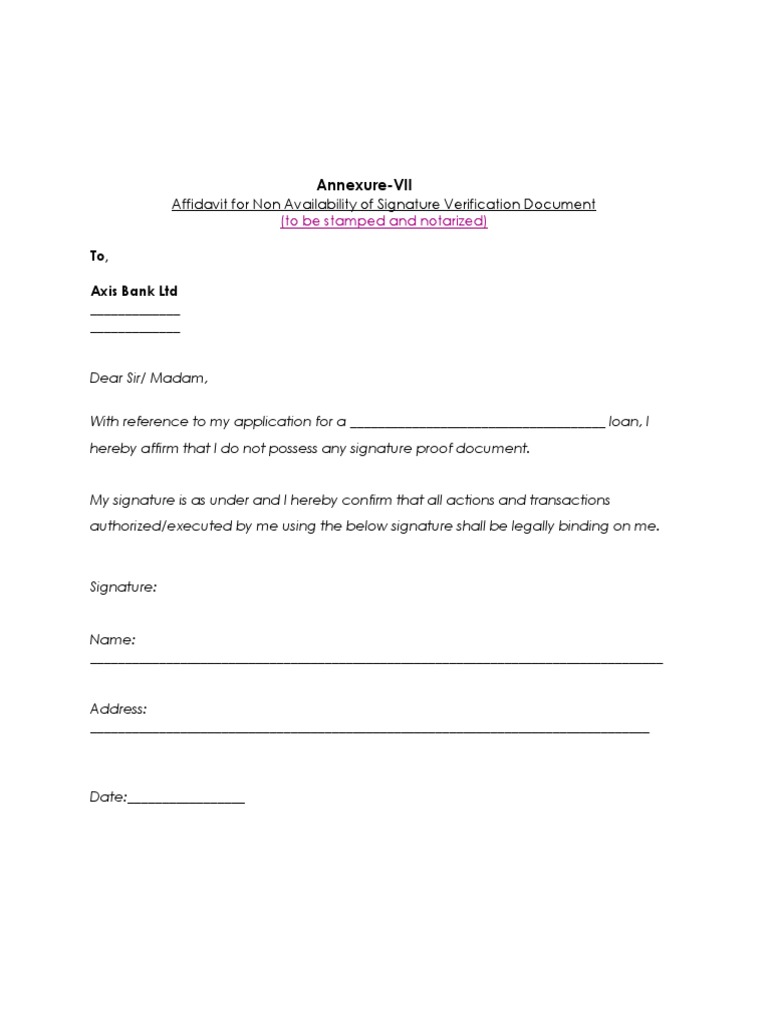 Affidavit for Signature Verification | PDF