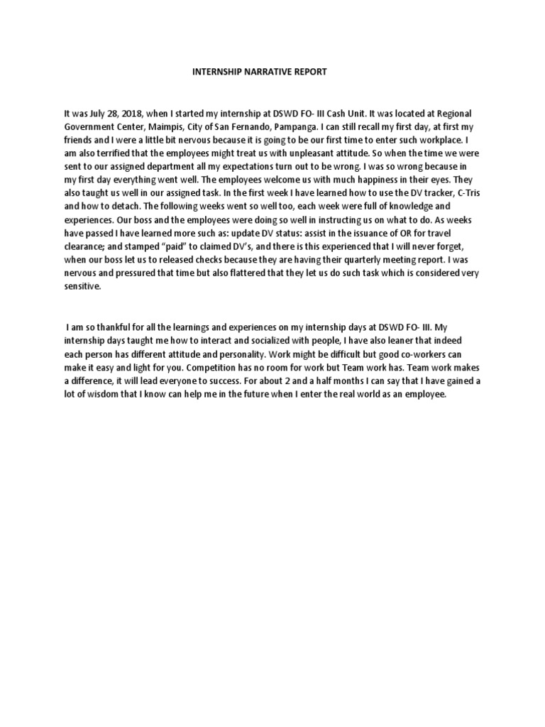 Internship Narrative Report | PDF