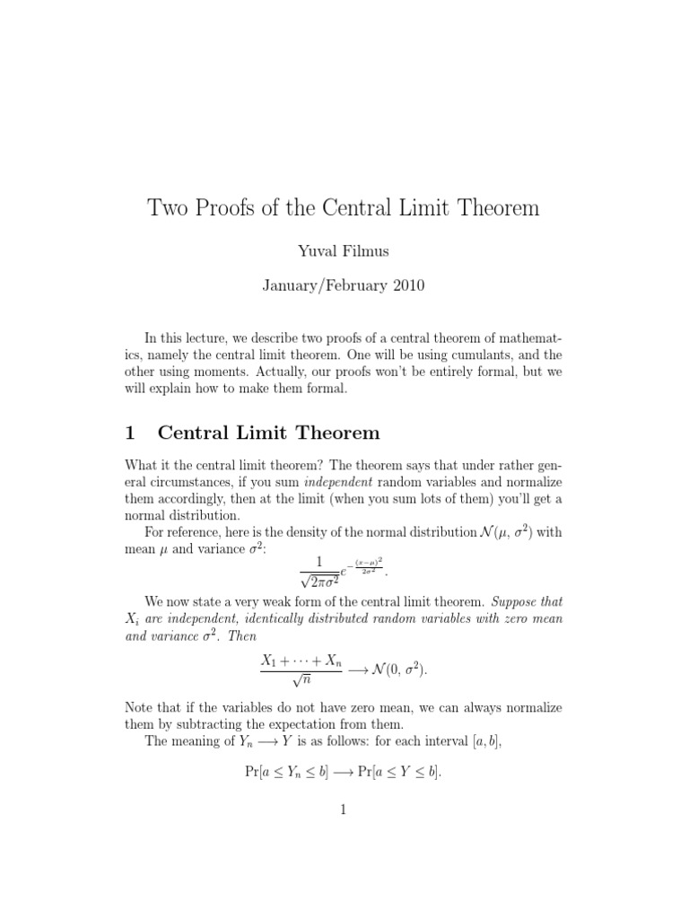 CLT PDF | PDF | Normal Distribution | Poisson Distribution