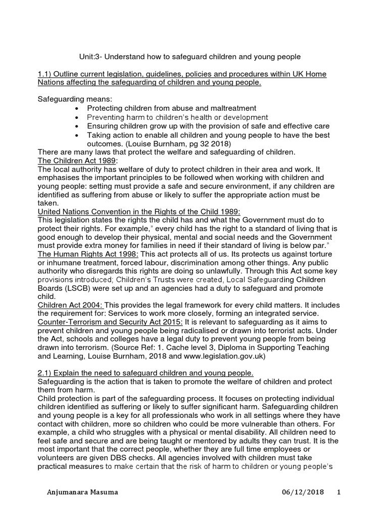 Assignment Safeguarding | PDF | Child Protection | Child Abuse